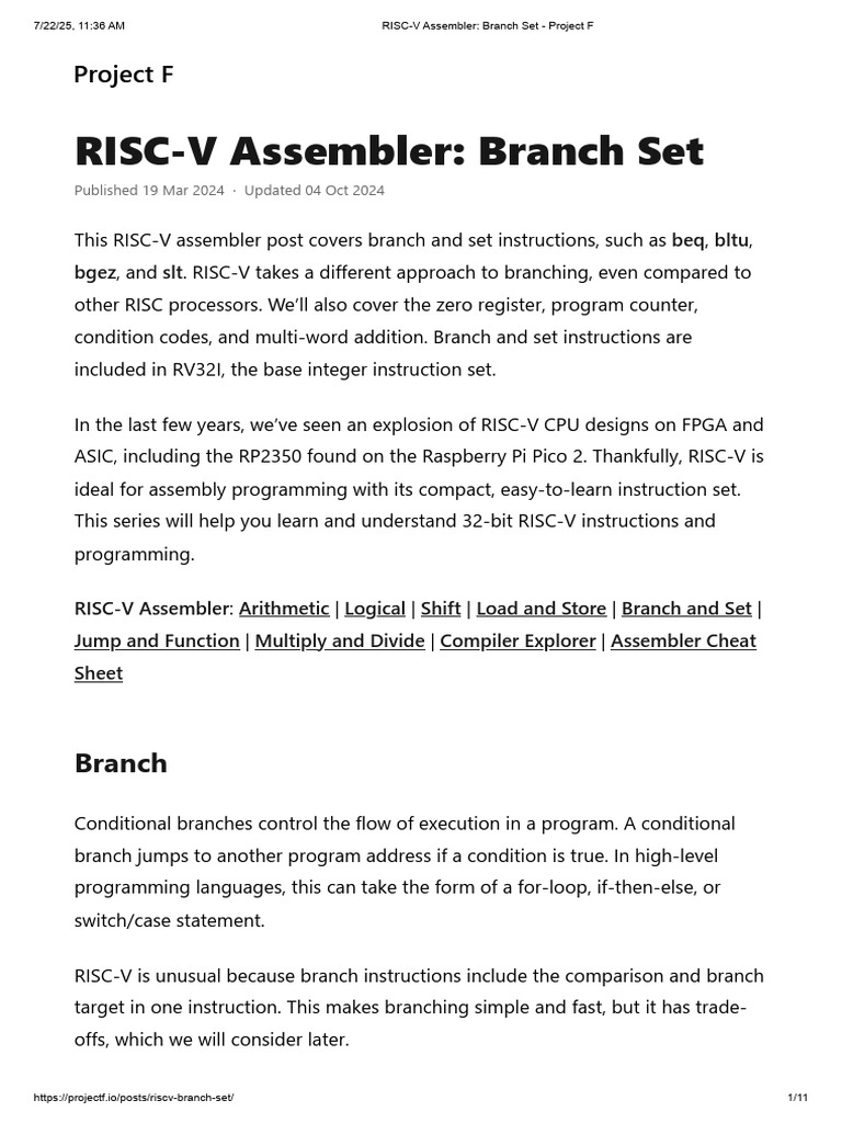 RISC-V Branch Instructions Overview | PDF | Assembly Language | Central ...
