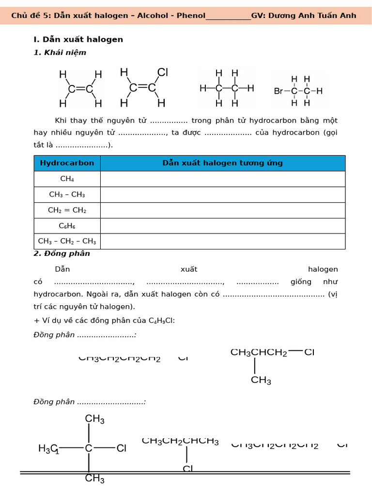 Chủ Đề 5 - Dẫn Xuất Halogen - Alcohol - Phenol | PDF