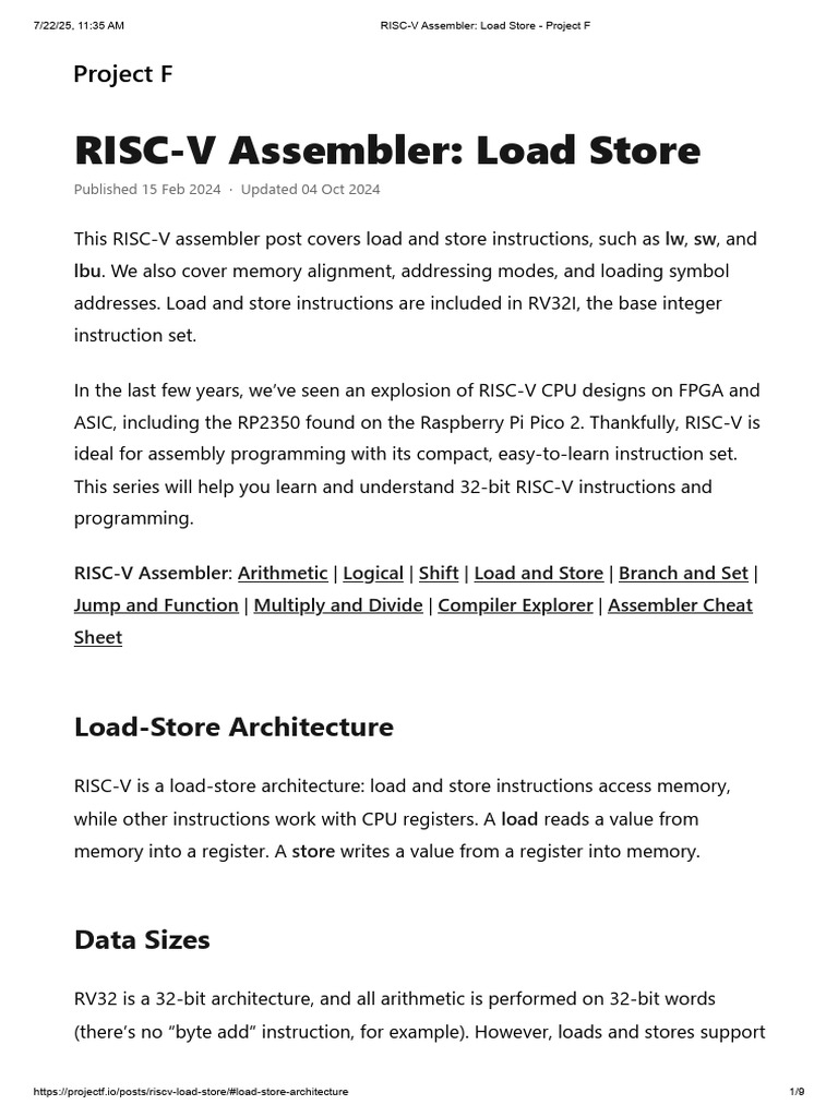RISC-V Assembler - Load Store - Project F | PDF | Assembly Language ...