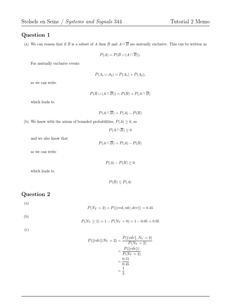 Tut2 Memo | PDF | Applied Mathematics | Mathematics
