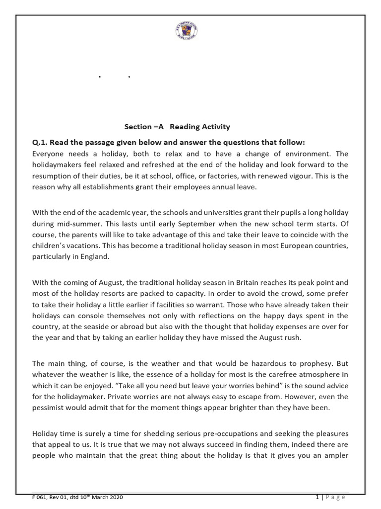 Cl-11 English Holiday Assignment - June 2025 | PDF