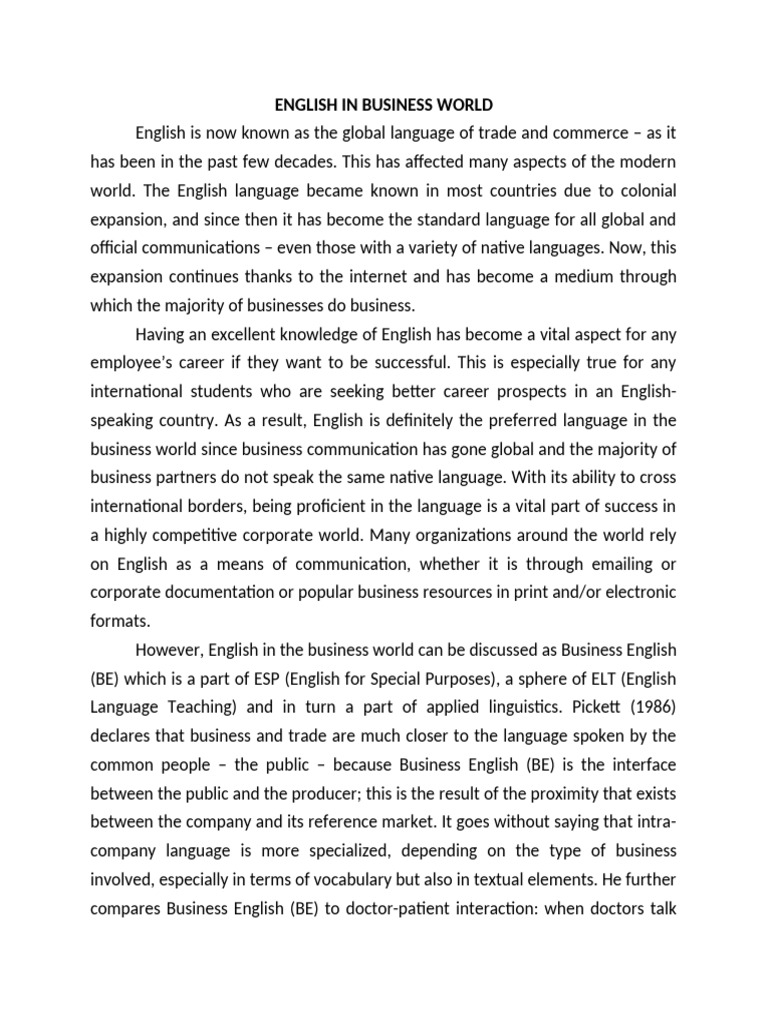 The Role of English in Global Business | PDF | English Language ...