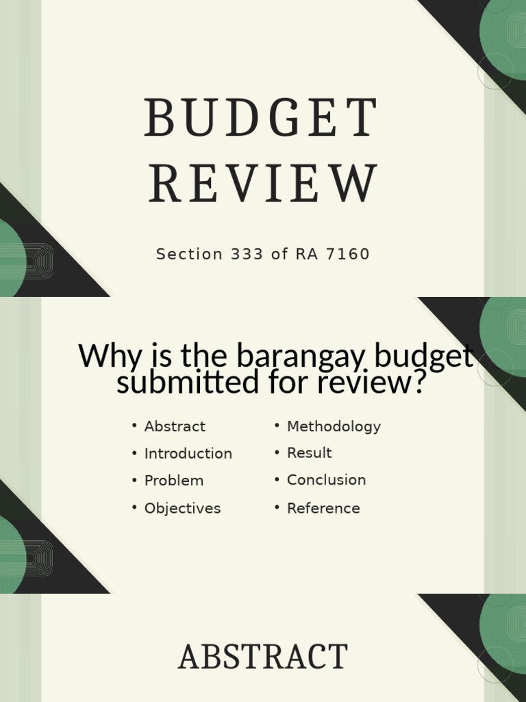 Barangay Budget Review Overview | PDF