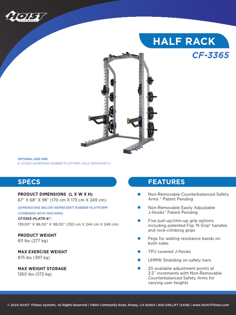 HOIST CF-3365 Half Rack Specifications | PDF