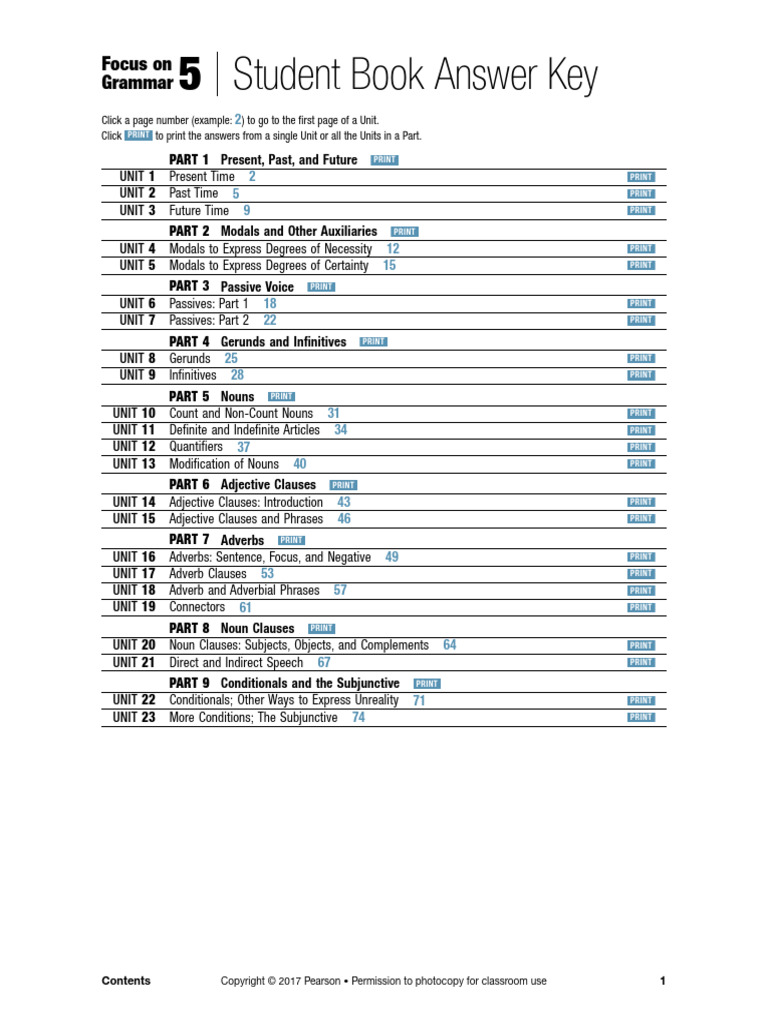 Focus On Grammar 5 - SB - Answer - Keys | PDF | Yeti | Adverb