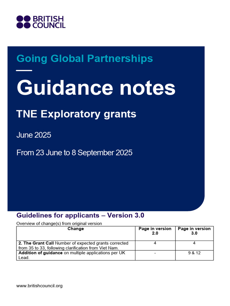 TNE Exploratory Grant Application Guidance | PDF