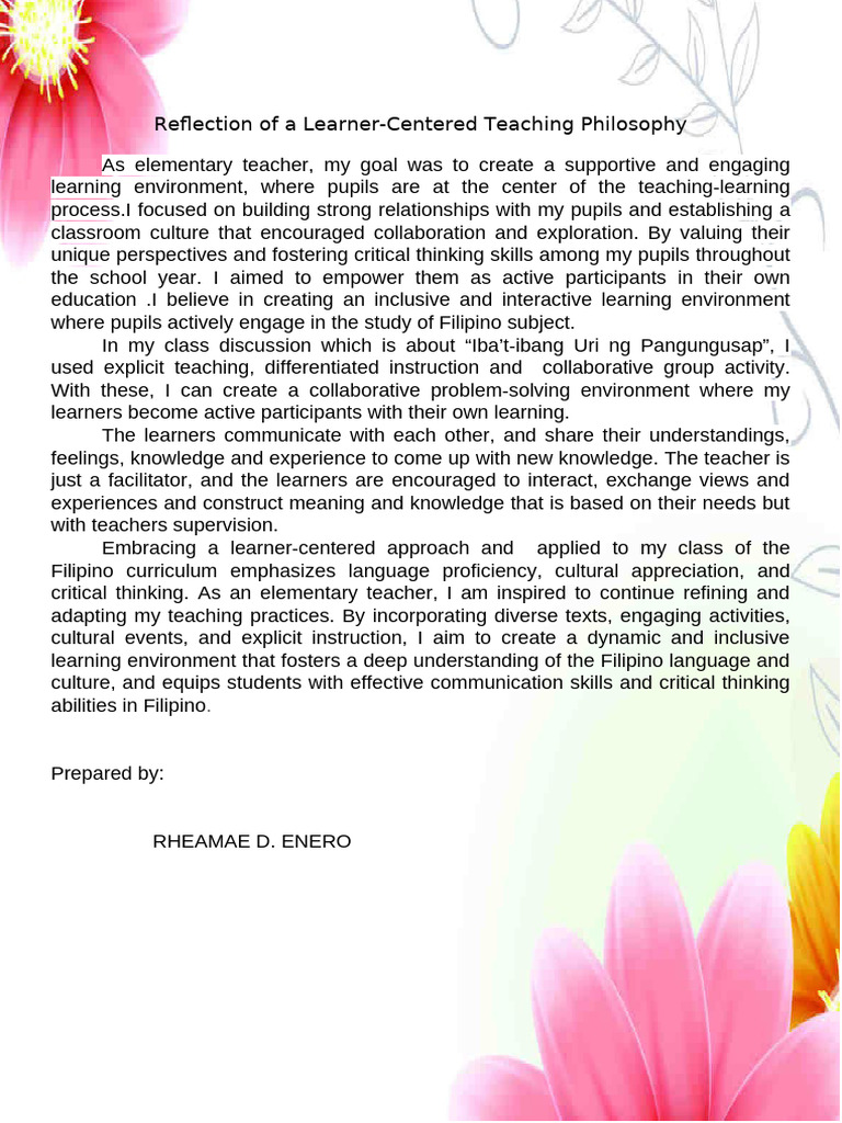 Filipino Reflection | PDF