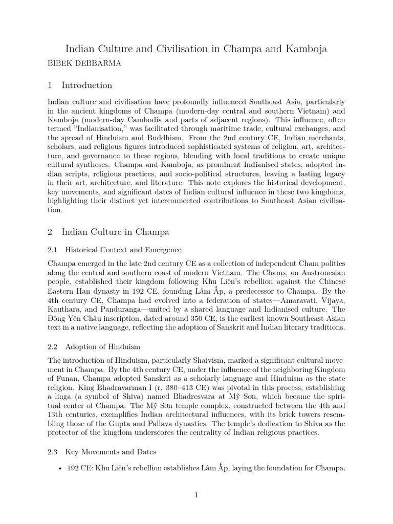 Indian Influence in Champa and Kamboja | PDF | Angkor | Southeast Asia