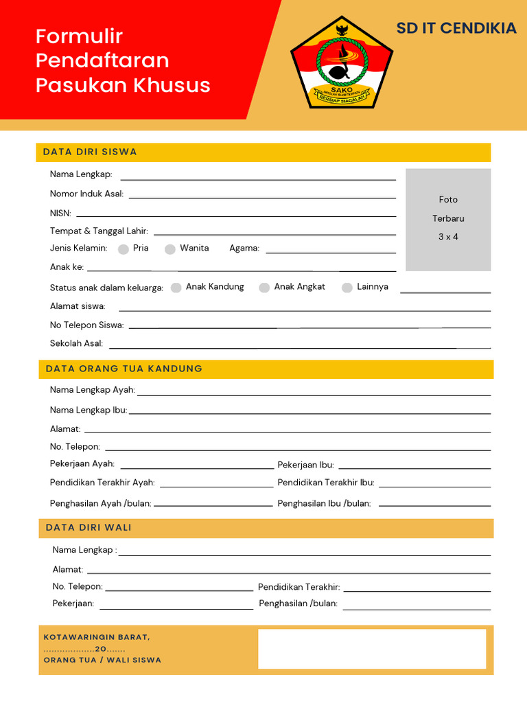 Formulir Pendaftaran Siswa Baru Bold Putih - 20250721 - 100646 - 0000 | PDF
