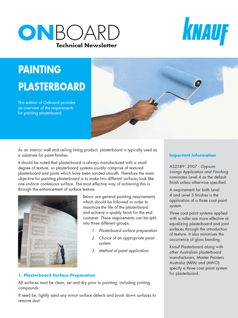 Knauf OnBoard Painting Plasterboard | PDF | Drywall | Paint