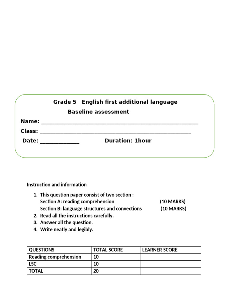 Cover Page Grade 5 | PDF