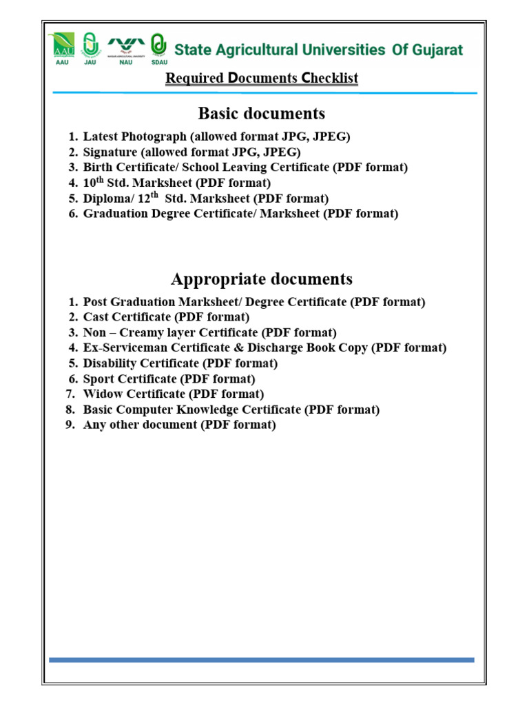 Document Checklist | PDF