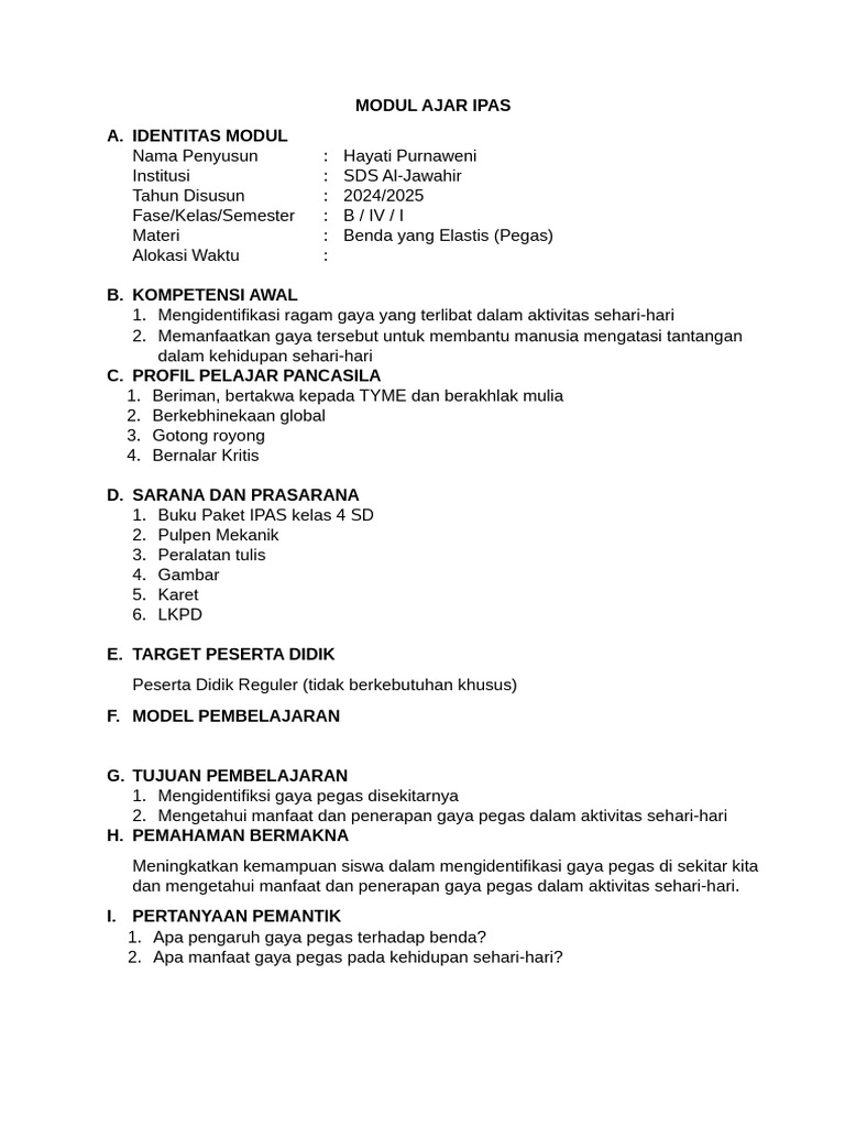 Modul Ajar Gaya Pegas | PDF