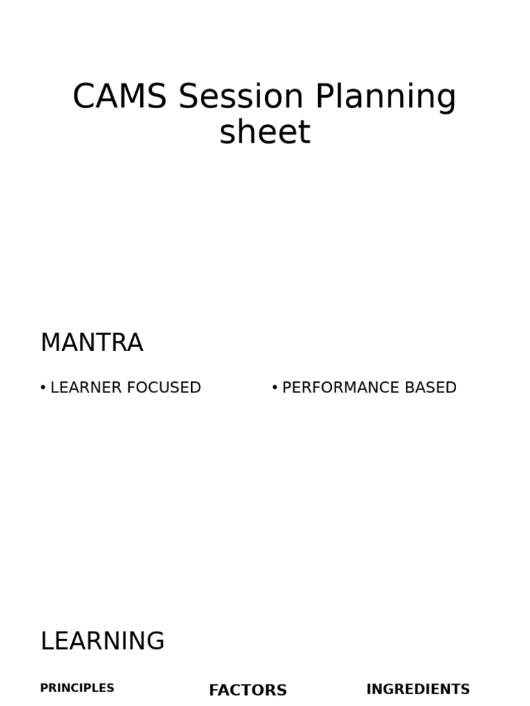CAMS Session Planning Guide | PDF