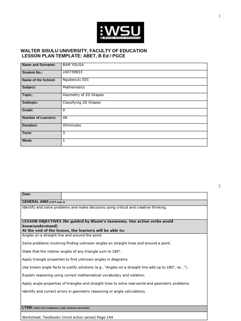 SBE Lesson Plan Template 4 | PDF | Triangle | Inquiry Based Learning