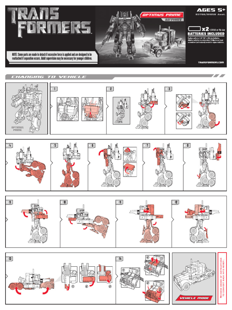 Optimus Prime Transformation Guide | PDF | Electromagnetic Interference ...