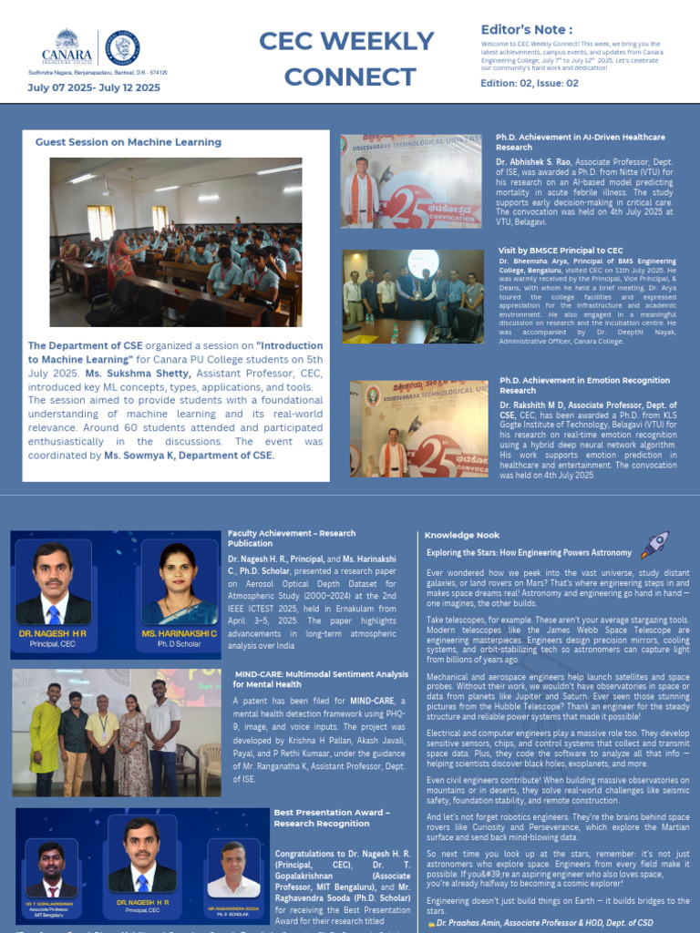 CEC Weekly Connect: Machine Learning Insights | PDF | Telescope | Astronomy
