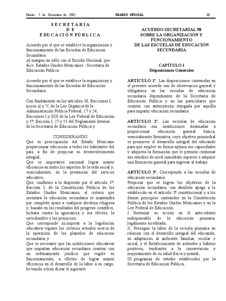 Acuerdo Secretarial 98 | Educación Secundaria | Evaluación