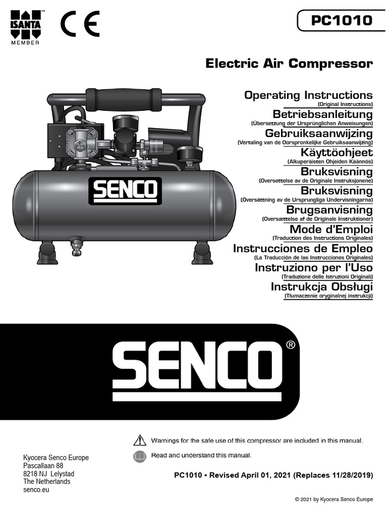 Senco PC1010 Compressor Manual | PDF | Valve | Electrical Connector