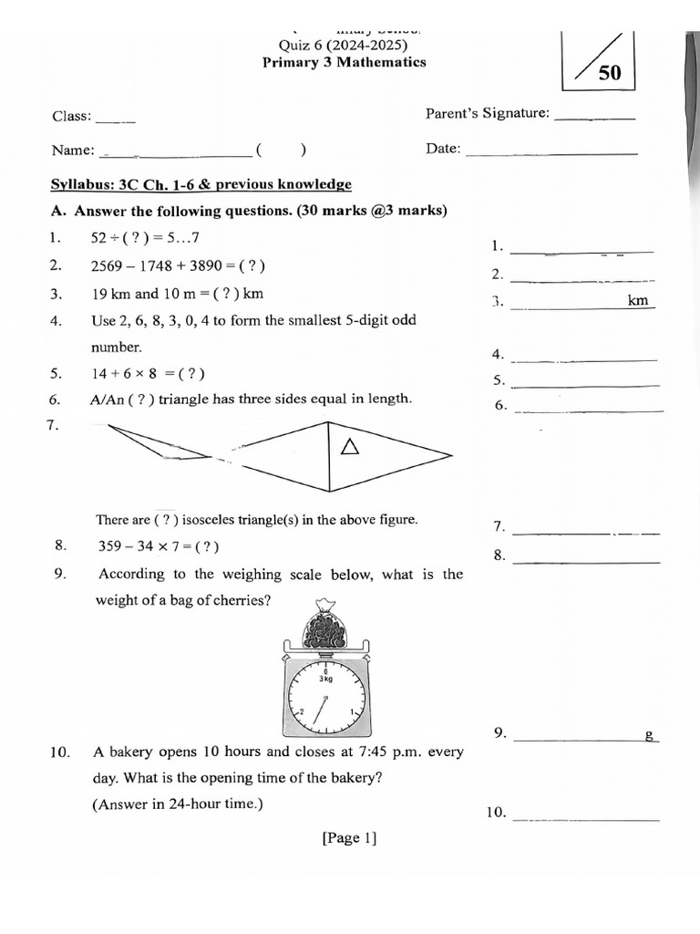 蜜蜂试卷-Math P3 202425 | PDF