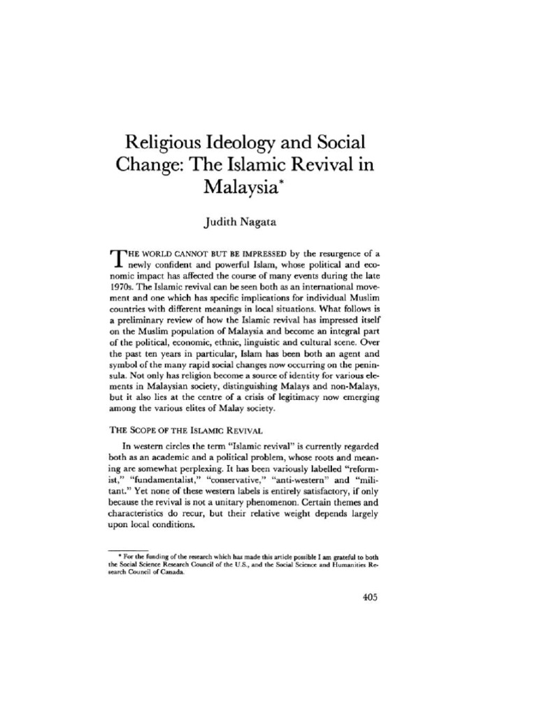Judith Nagata - Islamic Revival in Malaysia | PDF