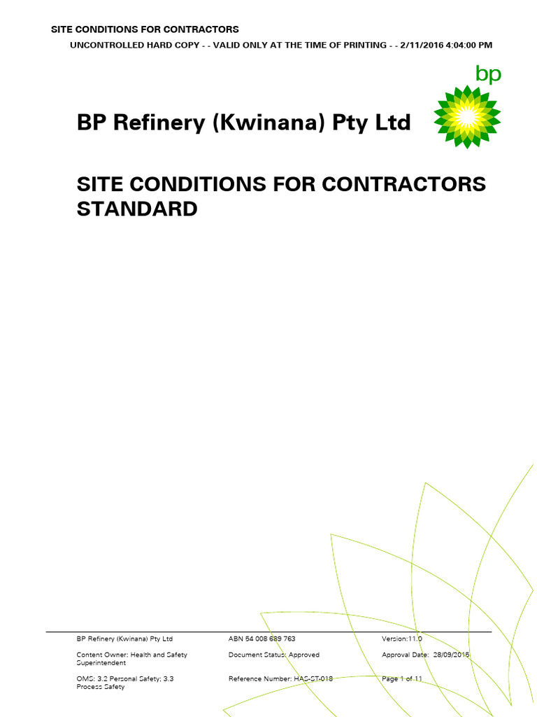 Contractor Safety Requirements | PDF | Dangerous Goods | Bp