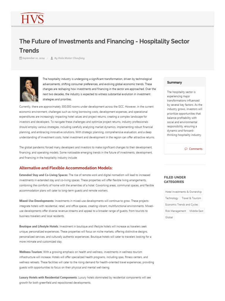 The Future of Investments and Financing Hospitality Sector Trends | PDF ...