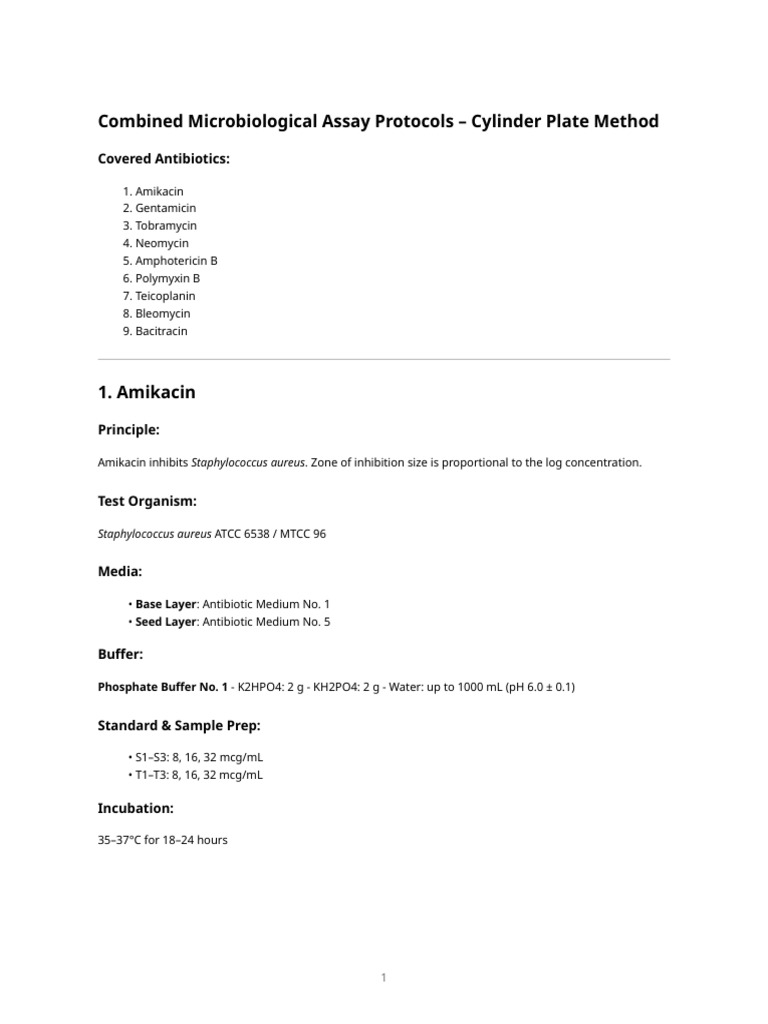 Microbiological Assay Protocols for Antibiotics | PDF | Buffer Solution ...