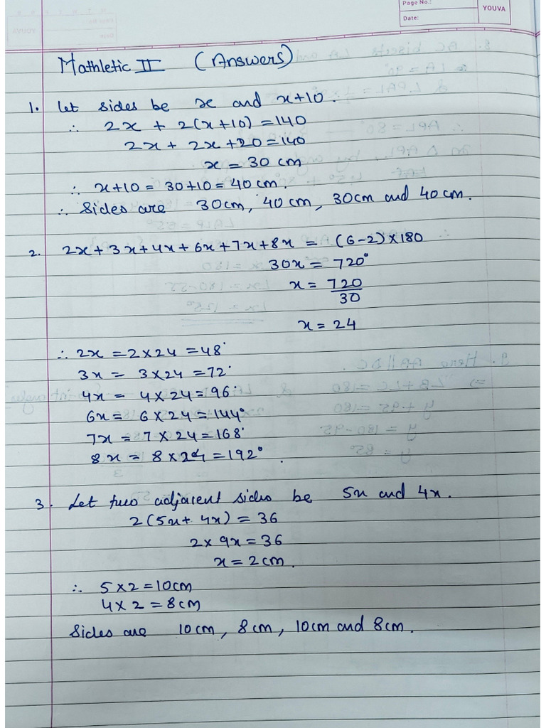 Understanding Quadrilaterals Mathletics II (Solution) | PDF