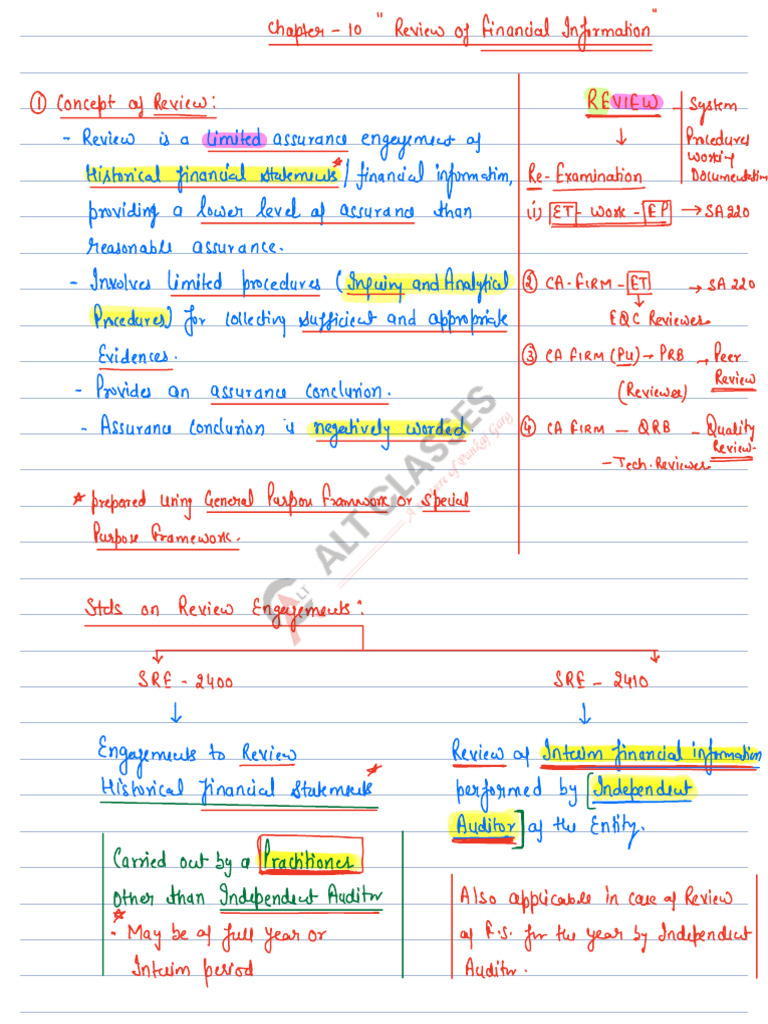 Lecture 25 - Review of Financial Information (SRE 2400) | PDF