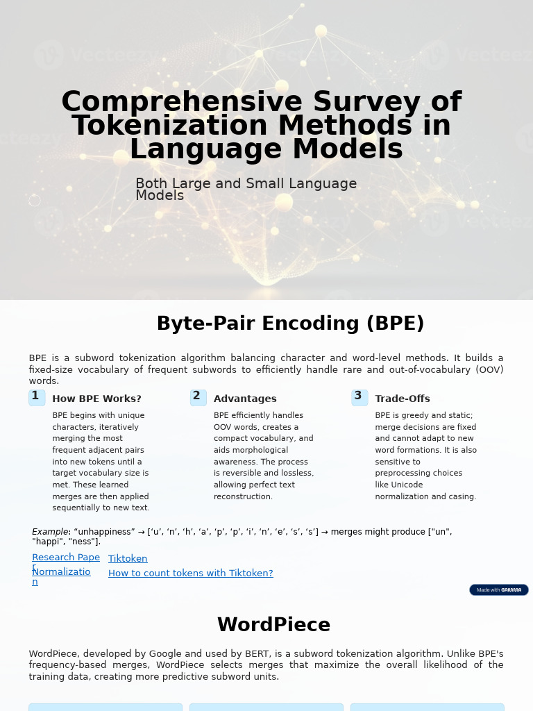 Comprehensive Survey Of Tokenization Methods In Language Models Pdf Algorithms Applied