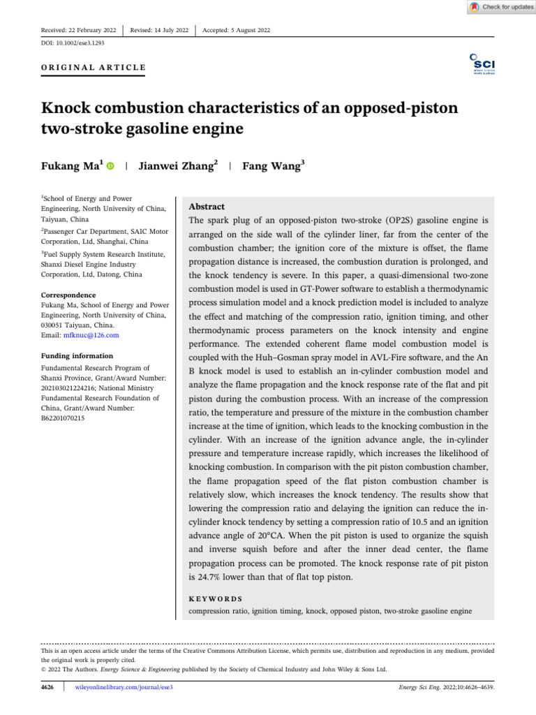 Energy Science Engineering - 2022 - Ma - Knock Combustion ...