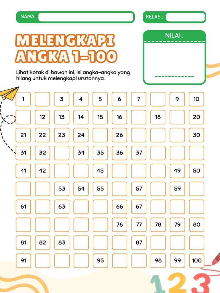 Missing Numbers 1 100 - Elementary - 270525 | PDF