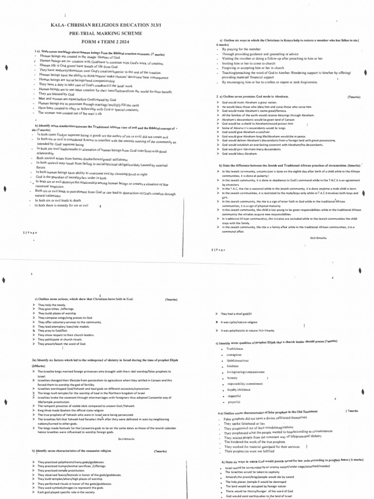 Christian Religious Education Paper 1 MS | PDF | Yahweh | Idolatry