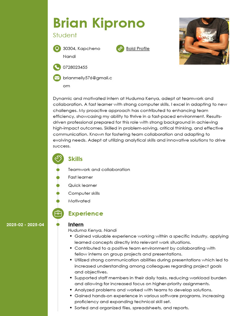 Brian Kiprono Resume | PDF | Collaboration | Learning