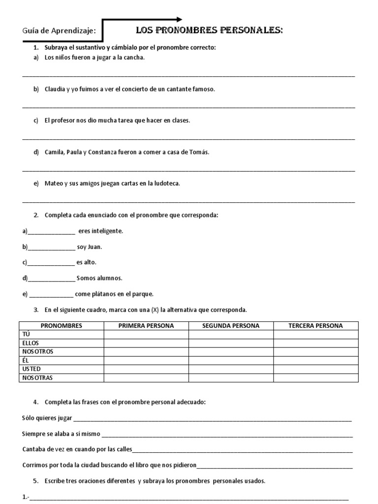Guía pronombres personales 7