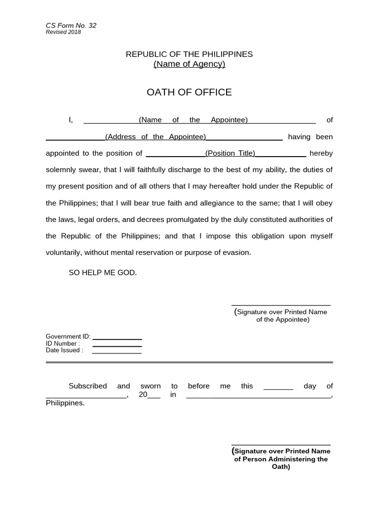 Oath of Office Template Philippines | PDF