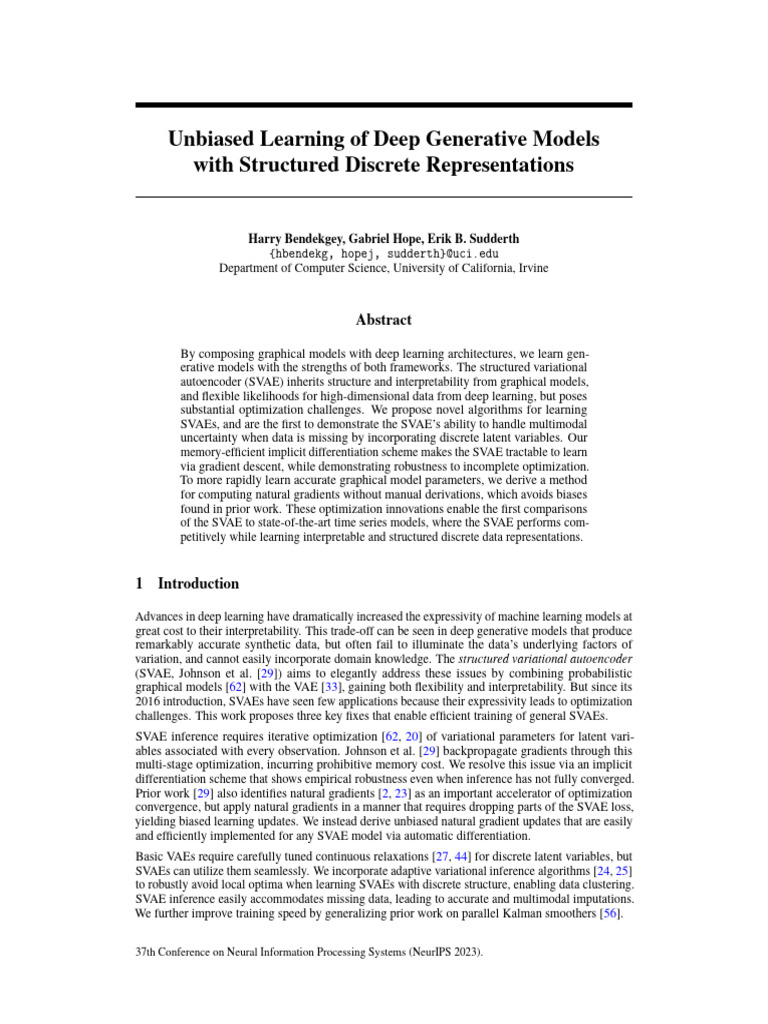 Unbiased DL of Deep Generative Models With Structurd Discrete ...