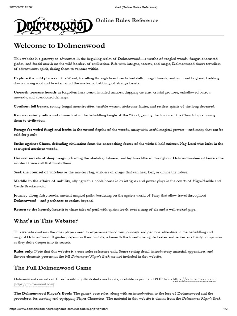 Start (Online Rules Reference) | PDF