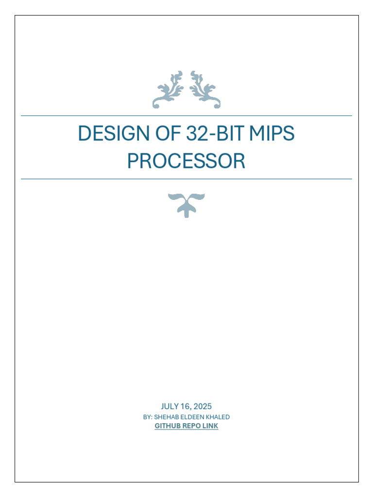 Design of 32bit MIPS Processor | PDF | Central Processing Unit | Computer Engineering