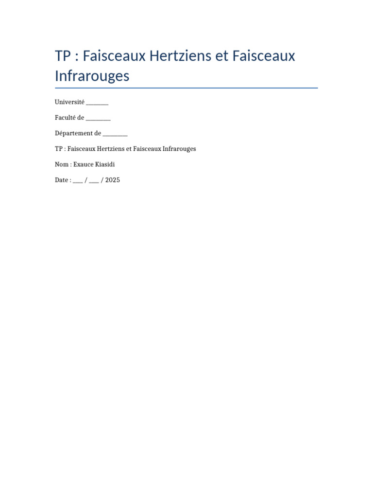 Faisceaux Hertziens : Principes et Applications | PDF
