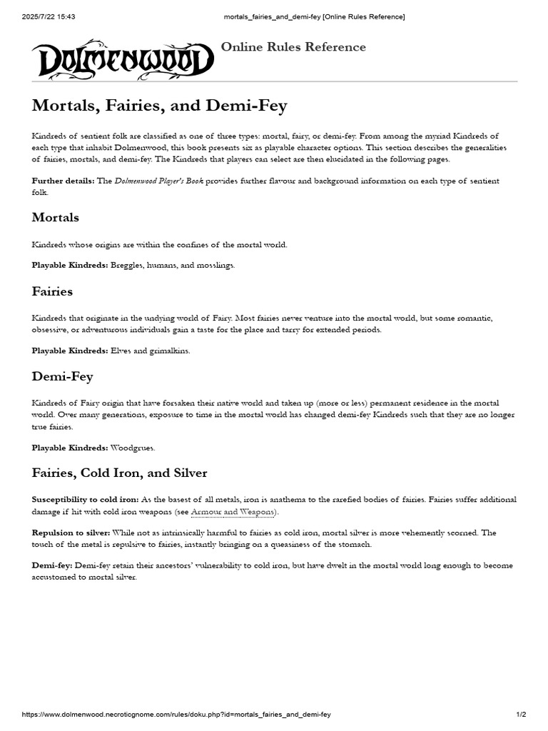 Mortals Fairies and Demi-Fey | PDF | Fairies | Supernatural Legends