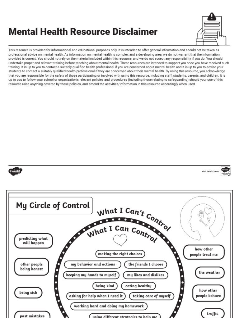 BW My Circle of Control Poster | PDF | Mental Health | Psychology