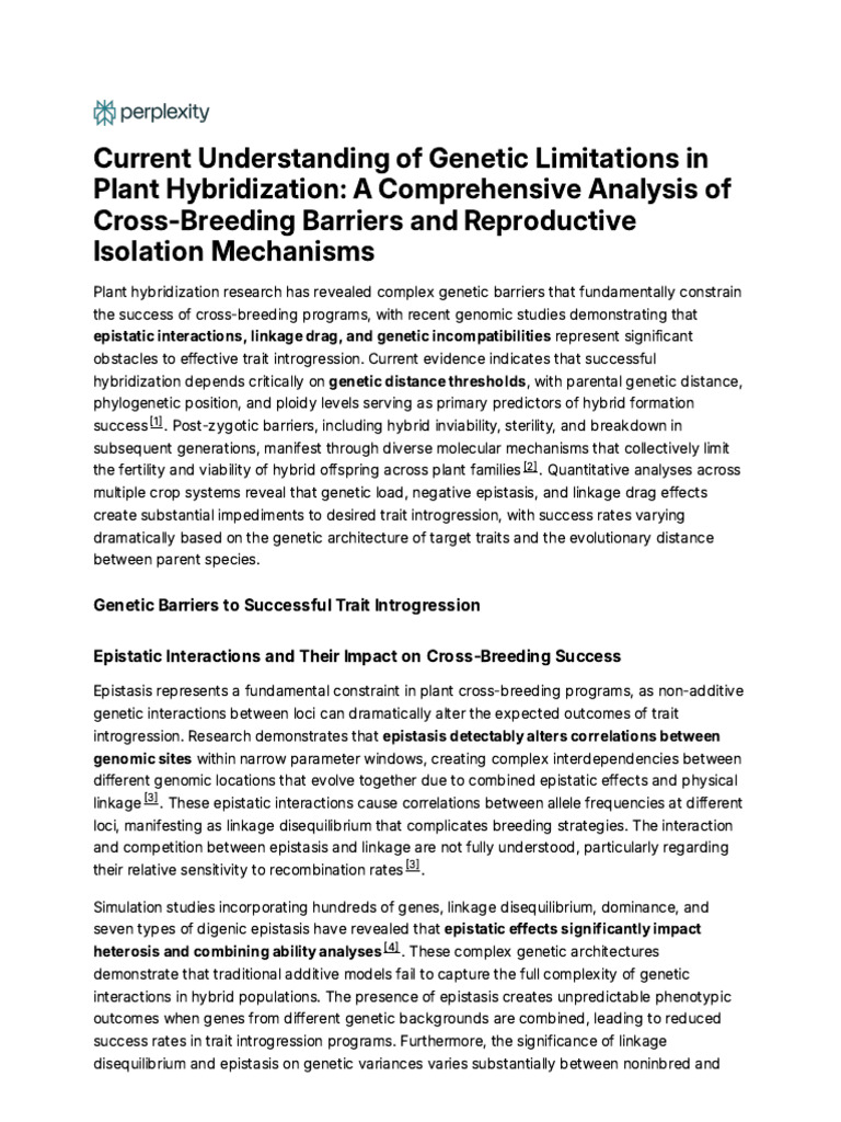 Genetic Barriers in Plant Hybridization | PDF | Epistasis | Genetic Linkage