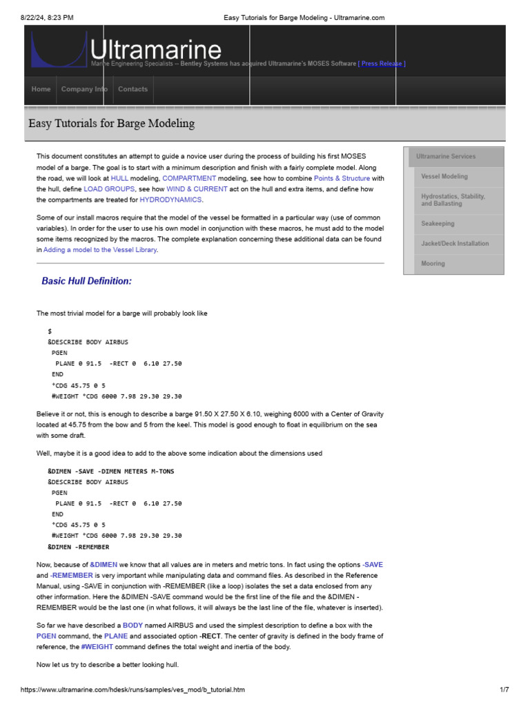 Easy Tutorials For Barge Modeling | PDF | Hull (Watercraft) | Naval ...