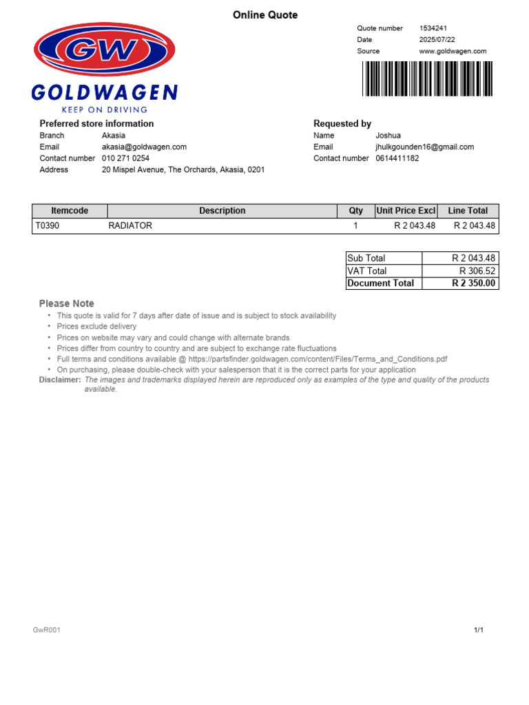 Requested by Preferred Store Information: Description Itemcode Qty Unit ...