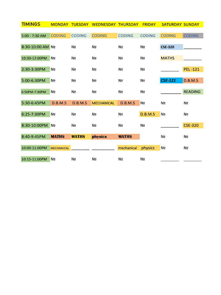 Time Table | PDF