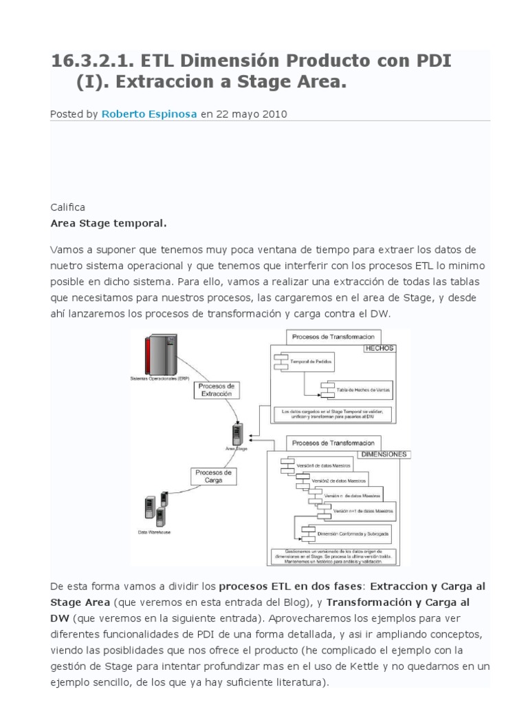 Extracción de datos desde un sistema ERP hacia un área temporal (Stage Area) utilizando Pentaho ...