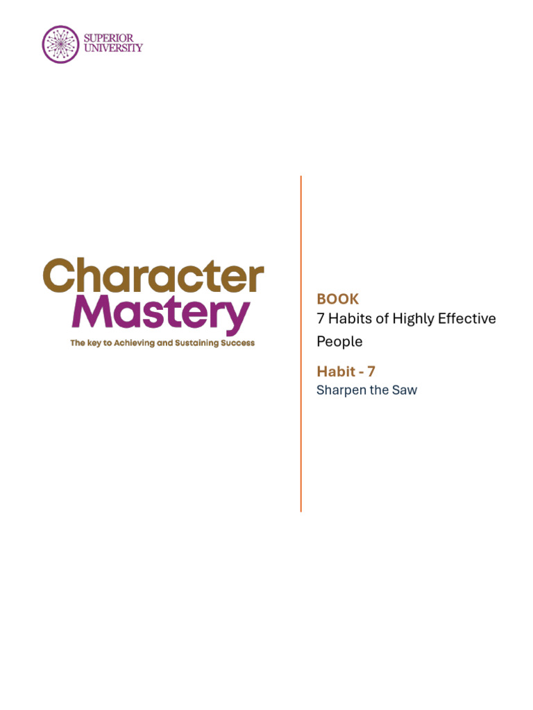 Habit 7: Sharpen the Saw Explained | PDF | Psychological Concepts ...