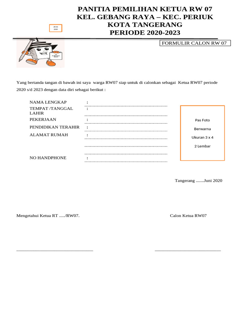 Formulir Calon RW | PDF